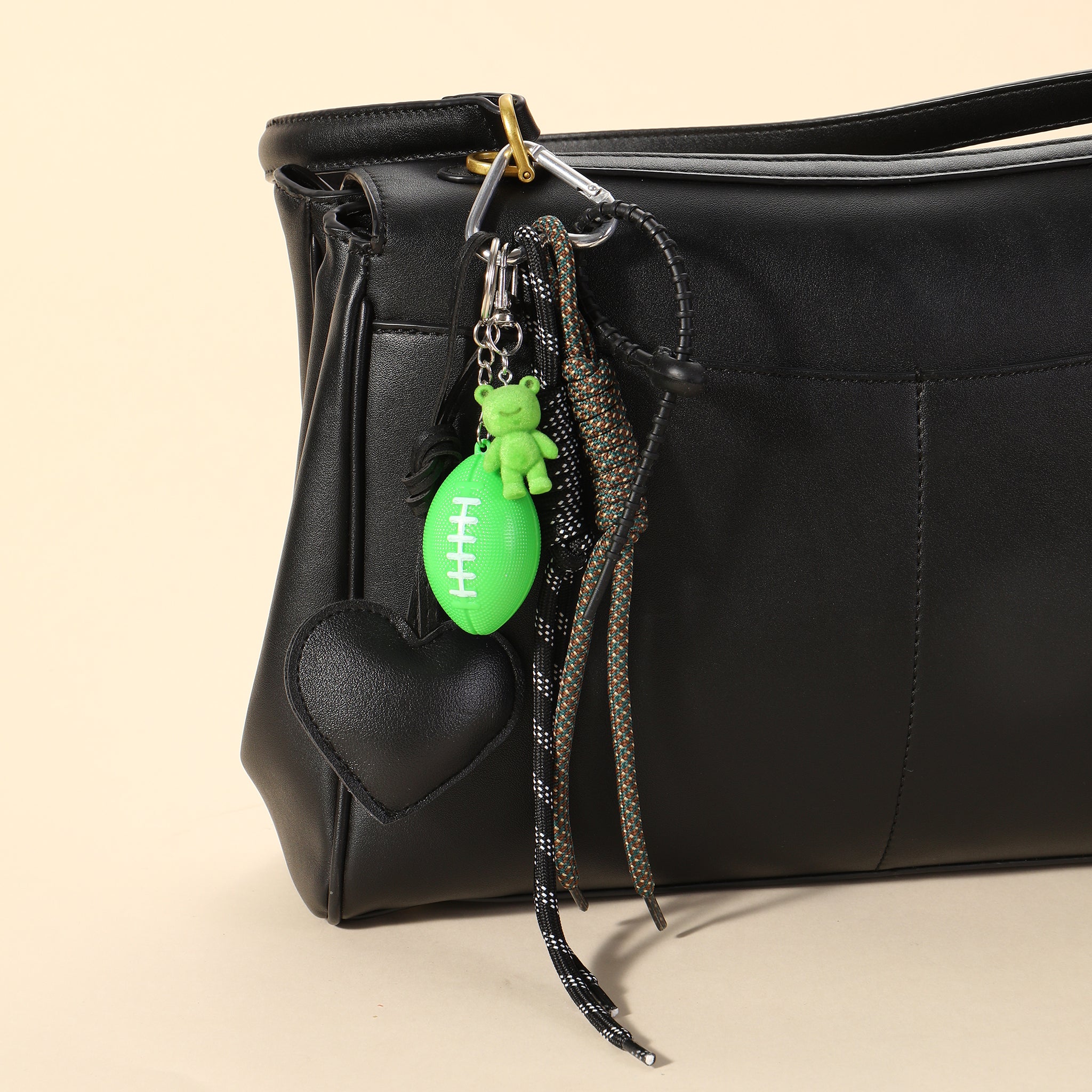 Green Rugby Teddy & Black Heart Bag Charm | Salty – Salty Accessories