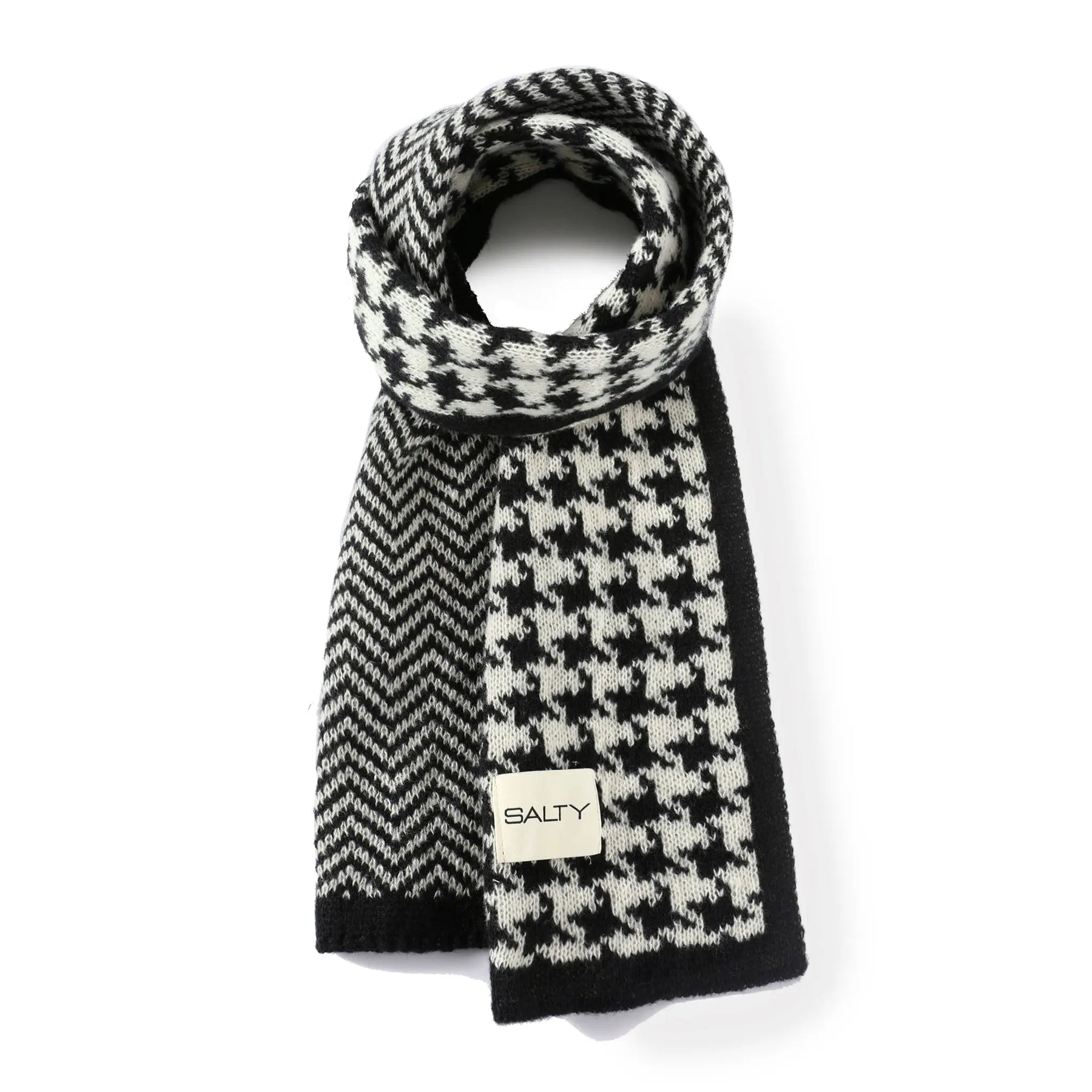 Houndstooth Check Scarf - Black | Salty – Salty Accessories