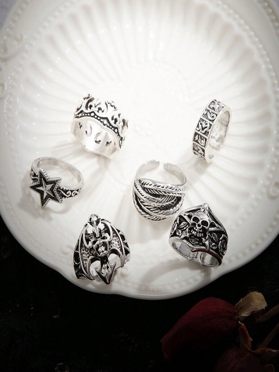 Set of 6 Gothic Rings | Salty – Salty Accessories
