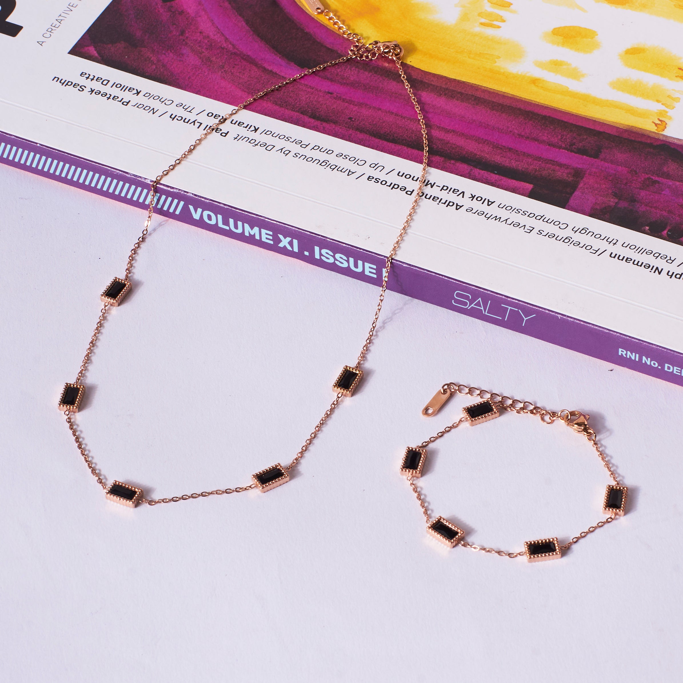 Obsidian Charm Black Gemstone Jewelry Set | Salty – Salty Accessories