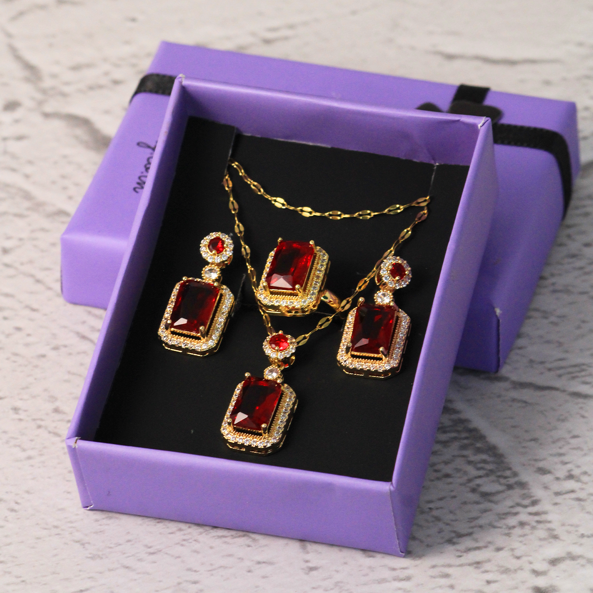 Red Emerald Complete Jewellery Set – Salty Accessories