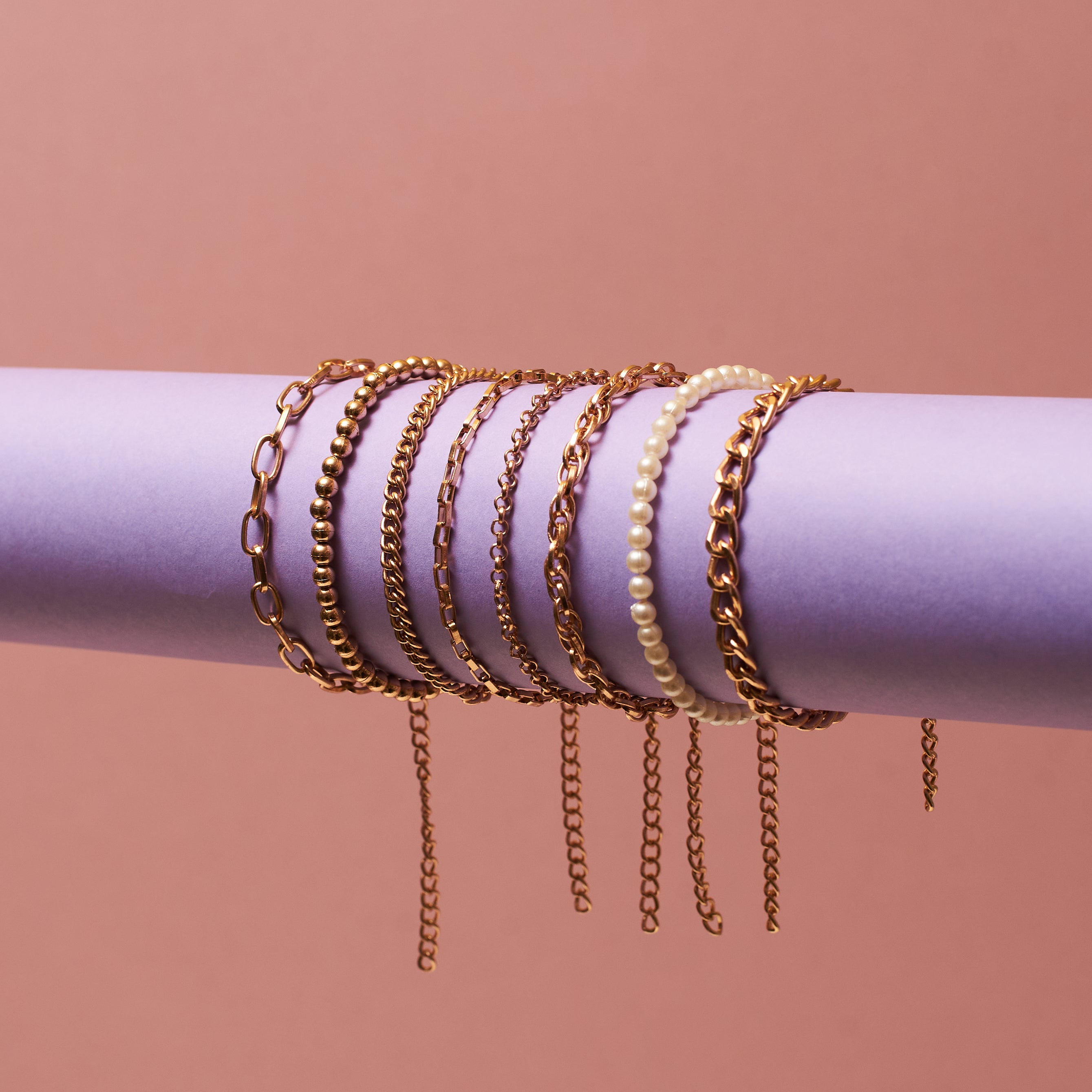 Set Of 8 Lustrous Gold Stackable Bands | Salty – Salty Accessories